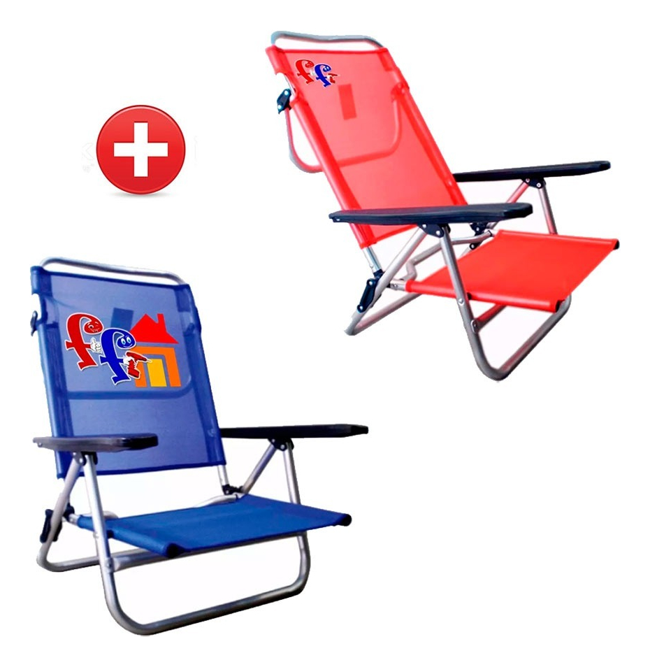 Ff Kit Silla Playa Reposeras X 2 Aluminio 5 Posiciones Baja – Ferreservi