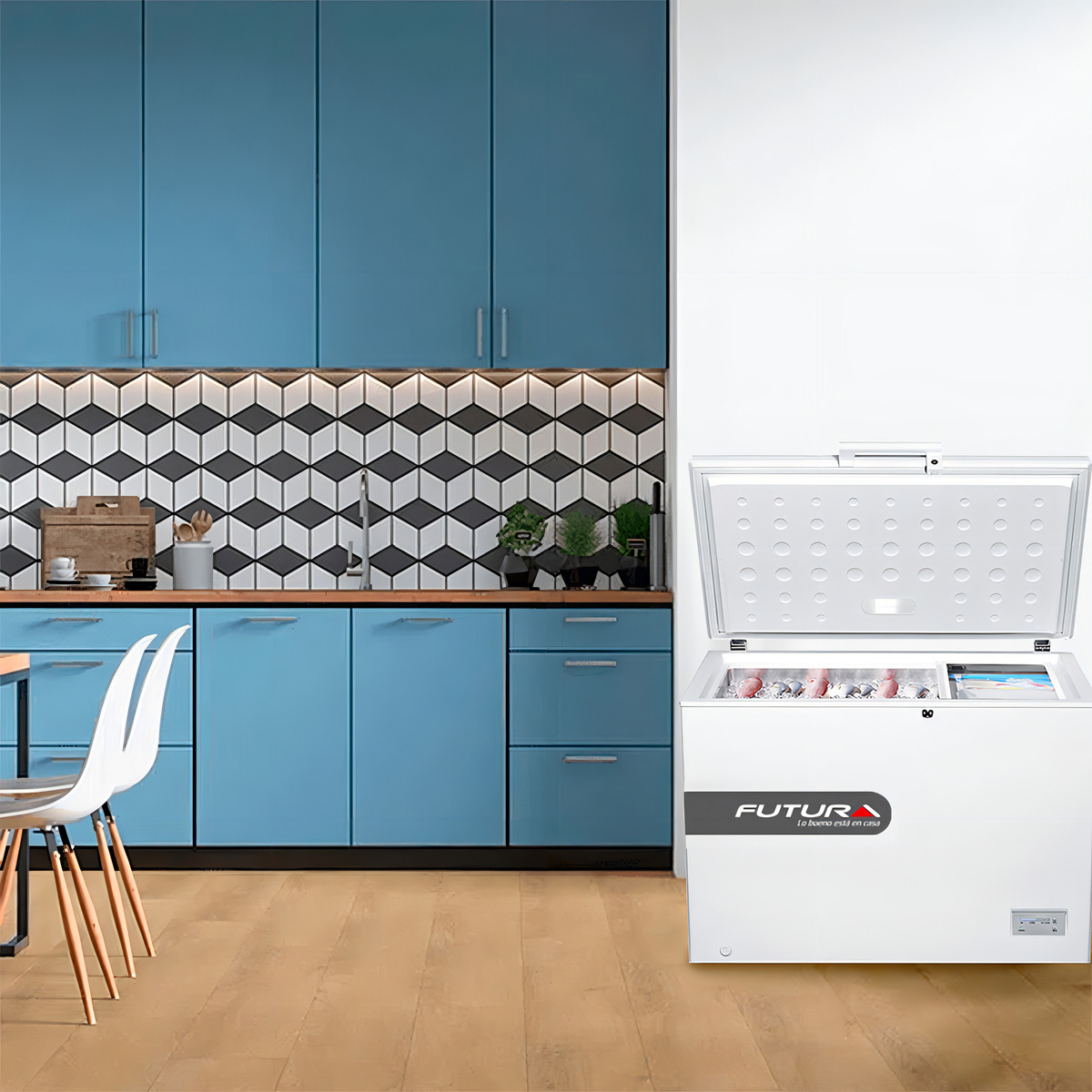 Freezer Horizontal Futura Blanco Canasto Metalico Dimm – Ferreservi